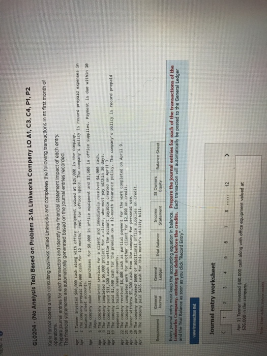 Solved GLO204. (No Analysis Tab) Based on Problem 2-1A | Chegg.com