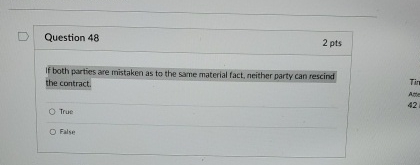 Solved Question 482 ﻿ptsIf both parties are mistaken as to | Chegg.com