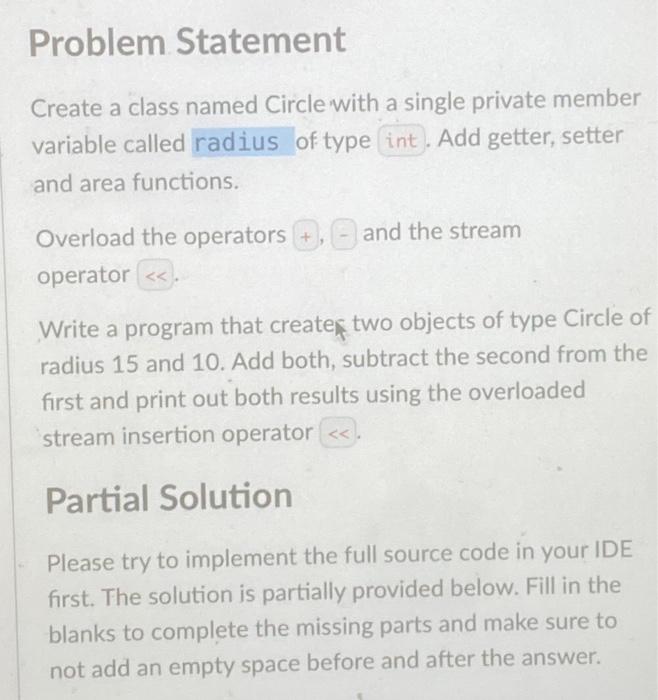 Solved Problem Statement Create A Class Named Circle With A 6556