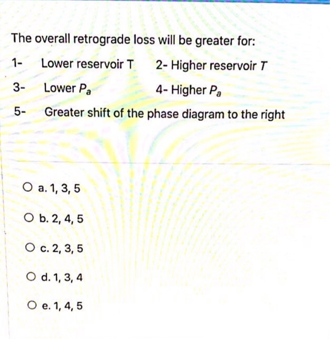 Solved The overall retrograde loss will be greater for: 1 | Chegg.com