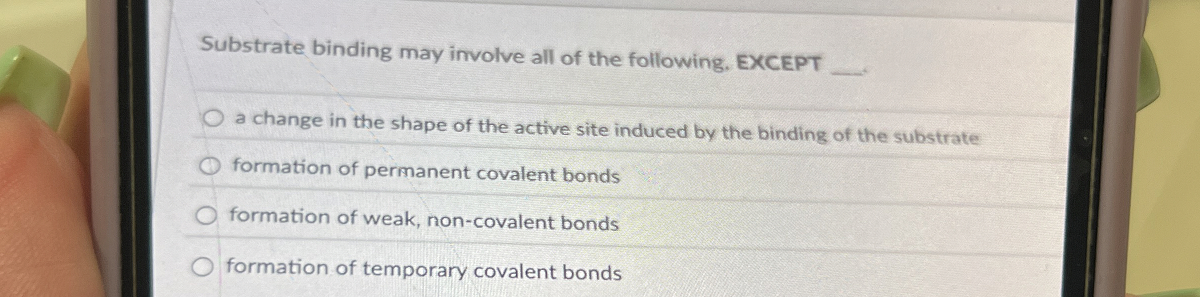 Solved Substrate binding may involve all of the following. | Chegg.com