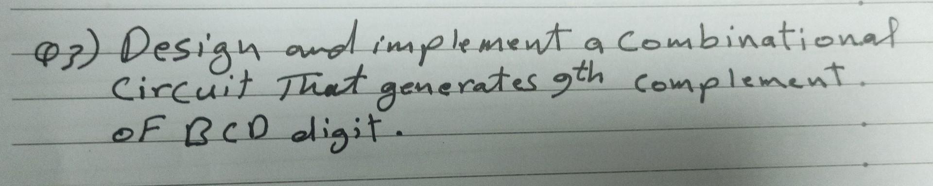 Q3) Design and implement a Combinational Circuit that | Chegg.com