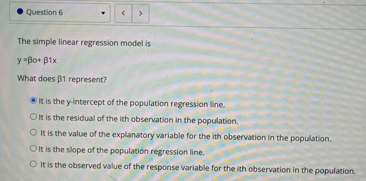 Solved Question 6 > The simple linear regression model is y | Chegg.com
