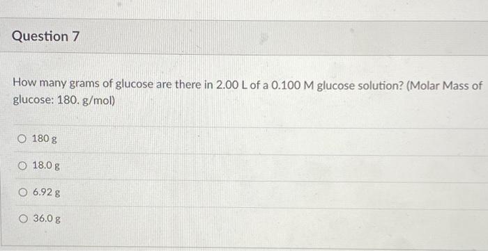 Solved How many grams of glucose are there in 2.00 L of a | Chegg.com