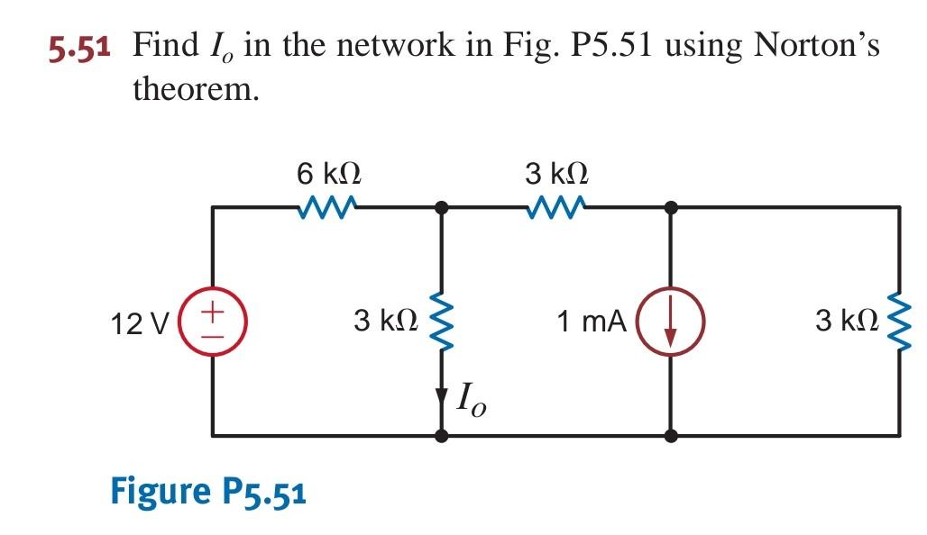 Solved 5.51 Find Io in the network in Fig. P5.51 using | Chegg.com