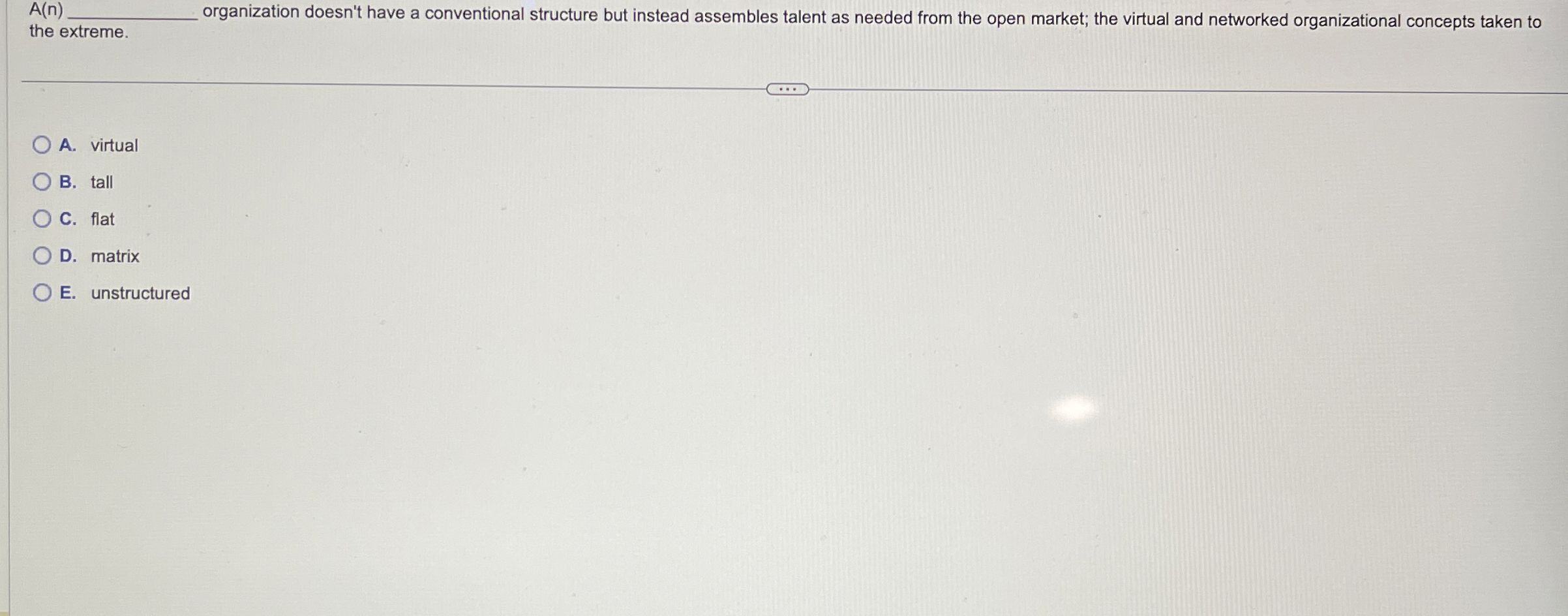 Solved organization doesn't have a conventional structure | Chegg.com
