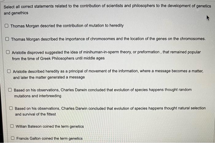 Solved Select all correct statements related to the | Chegg.com