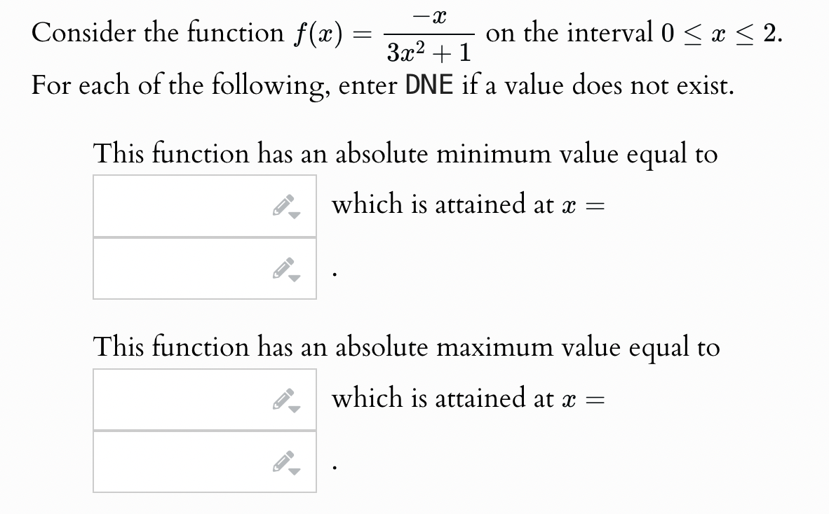 Solved Consider the function f(x)=-x3x2+1 ﻿on the interval | Chegg.com