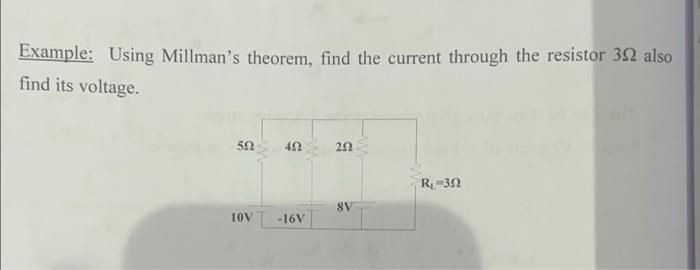 Solved Example: Using Millman's theorem, find the current | Chegg.com