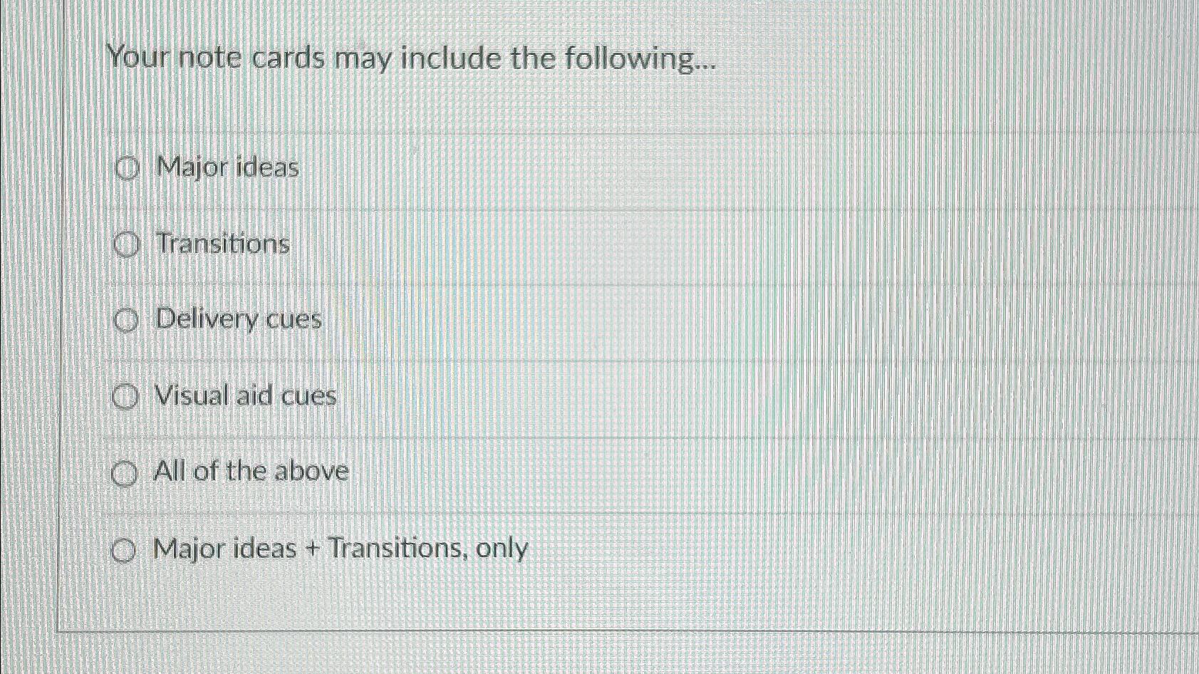 Solved Your note cards may include the following...Major | Chegg.com