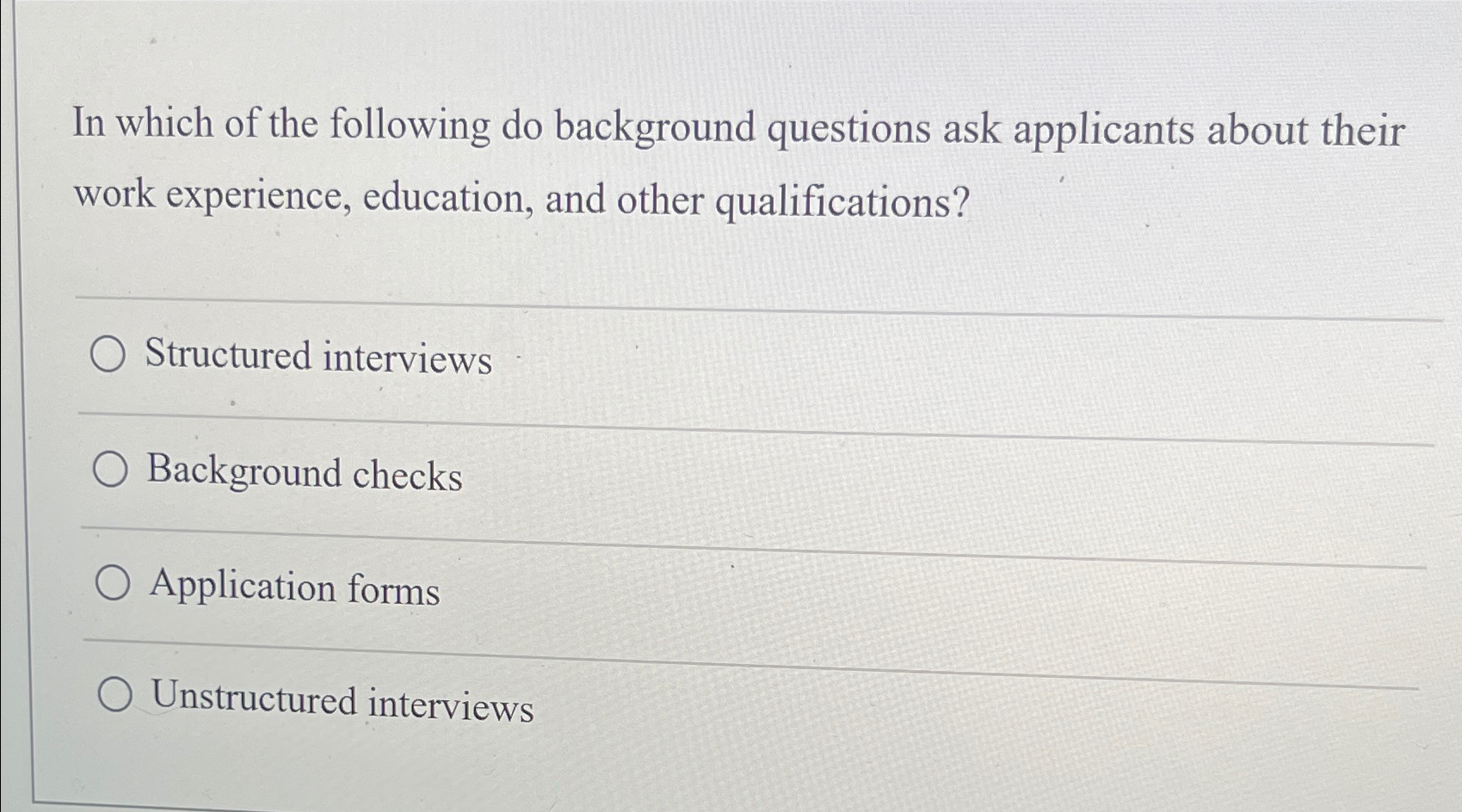 Solved In which of the following do background questions ask | Chegg.com