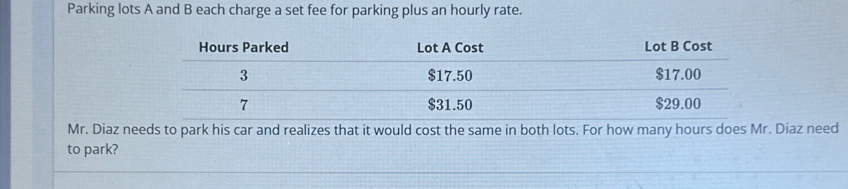 Solved Parking lots A and B each charge a set fee for | Chegg.com
