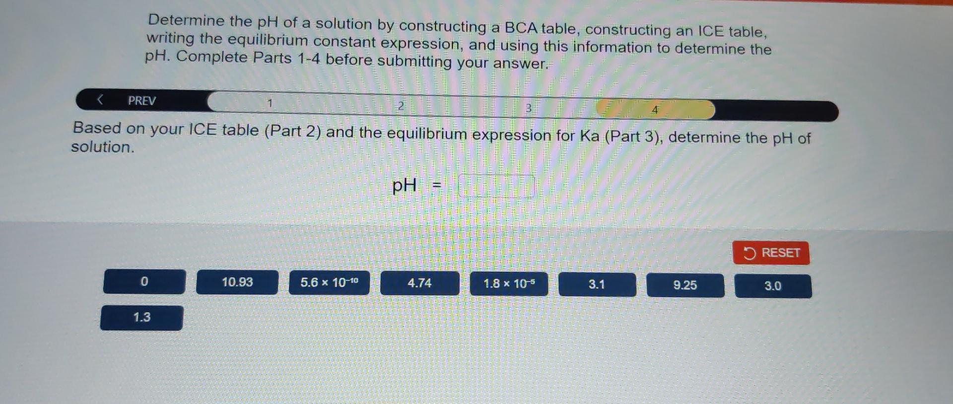 Solved Determine the pH of a solution by constructing a BCA | Chegg.com