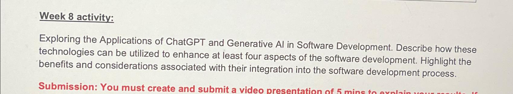 Solved Week 8 ﻿activity:Exploring the Applications of | Chegg.com