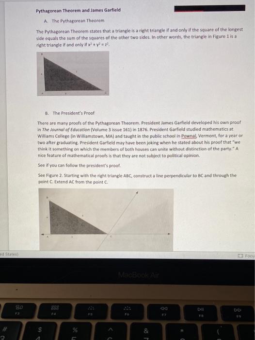 Solved Pythagorean Theorem and James Garfield A The | Chegg.com