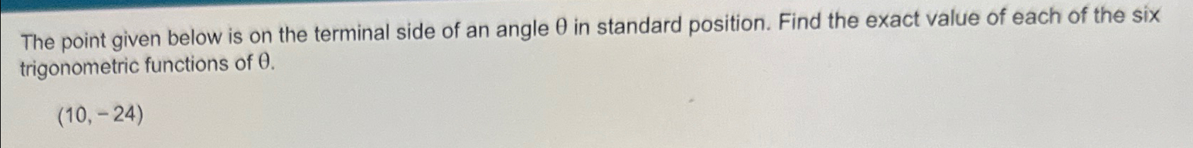 Solved The point given below is on the terminal side of an | Chegg.com