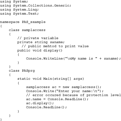 Definition of Private Access Specifier | Chegg.com