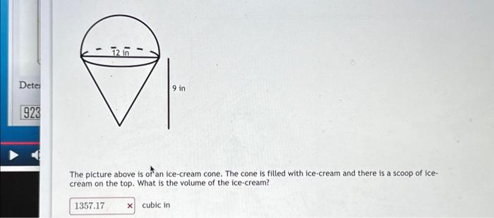 Solved The picture above is of an ice-cream cone. The cone | Chegg.com