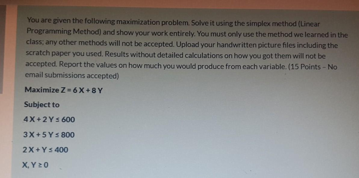 Solved You are given the following maximization problem. | Chegg.com