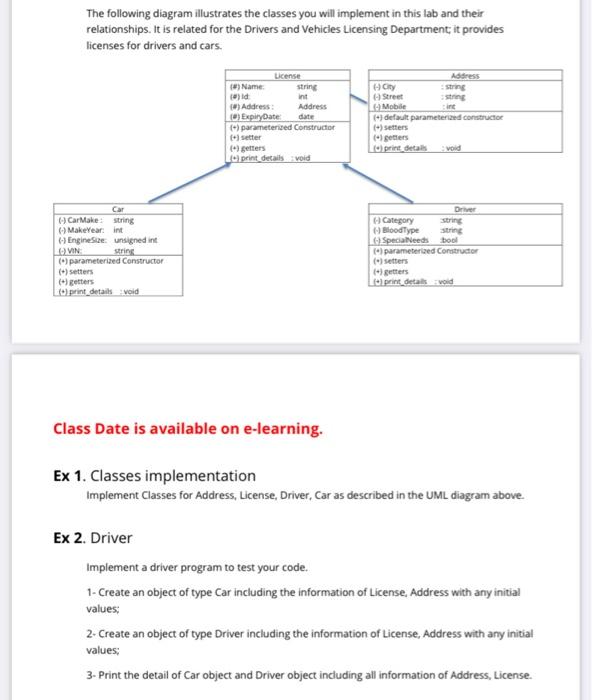 Solved The Following Diagram Illustrates The Classes You