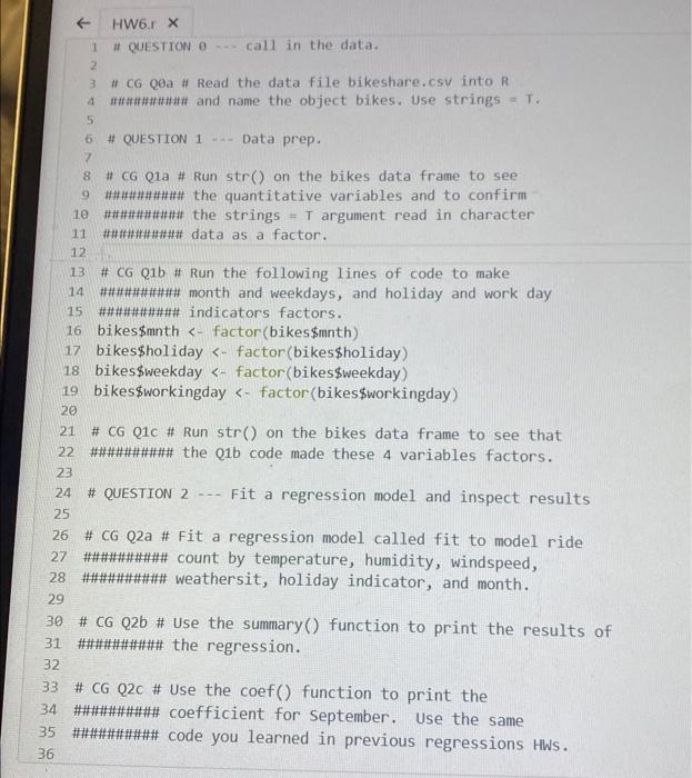 Solved ← HW6. × 1 II Question θ⋯ call in the data. \# CG Qoa | Chegg.com