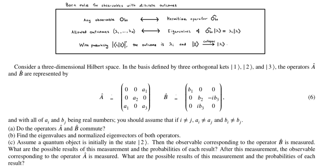 Solved Born rule for obcervable with discrete | Chegg.com