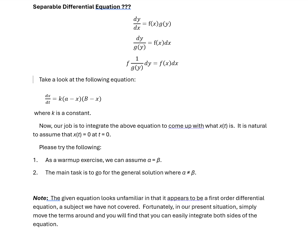 Solved Separable Differential Equation ??? ﻿ ﻿ ﻿ ﻿ Take a | Chegg.com