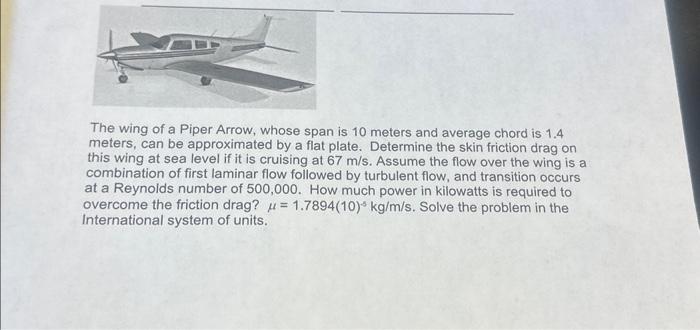 Solved The wing of a Piper Arrow, whose span is 10 meters | Chegg.com