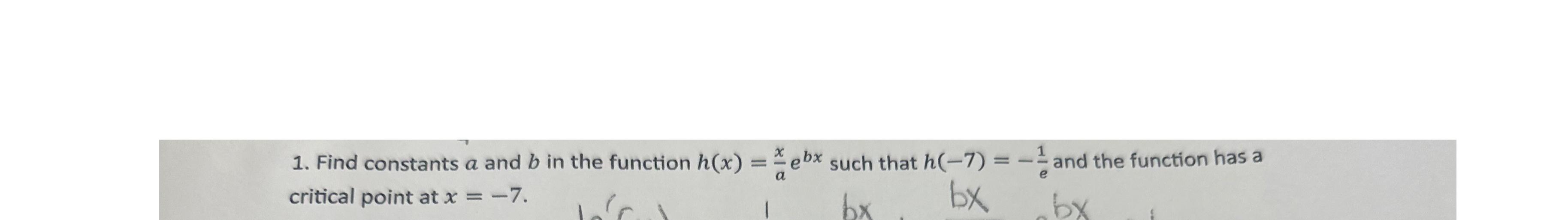 Solved Find constants a and b ﻿in the function h(x)=xaebx | Chegg.com