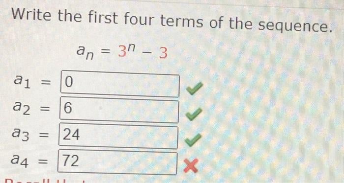 Solved Write the first four terms of the sequence. | Chegg.com