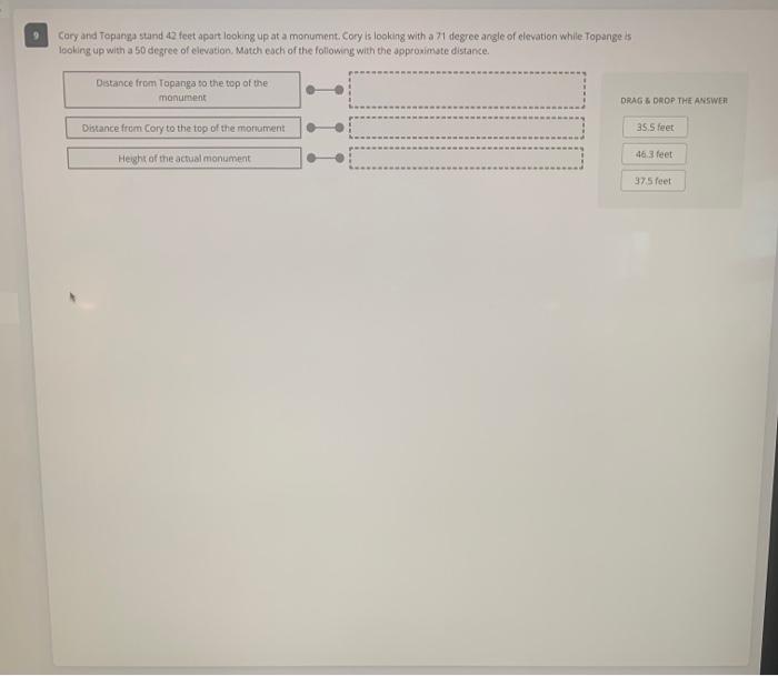 Solved Cory and Topanga stand 42 feet apart looking up at a | Chegg.com