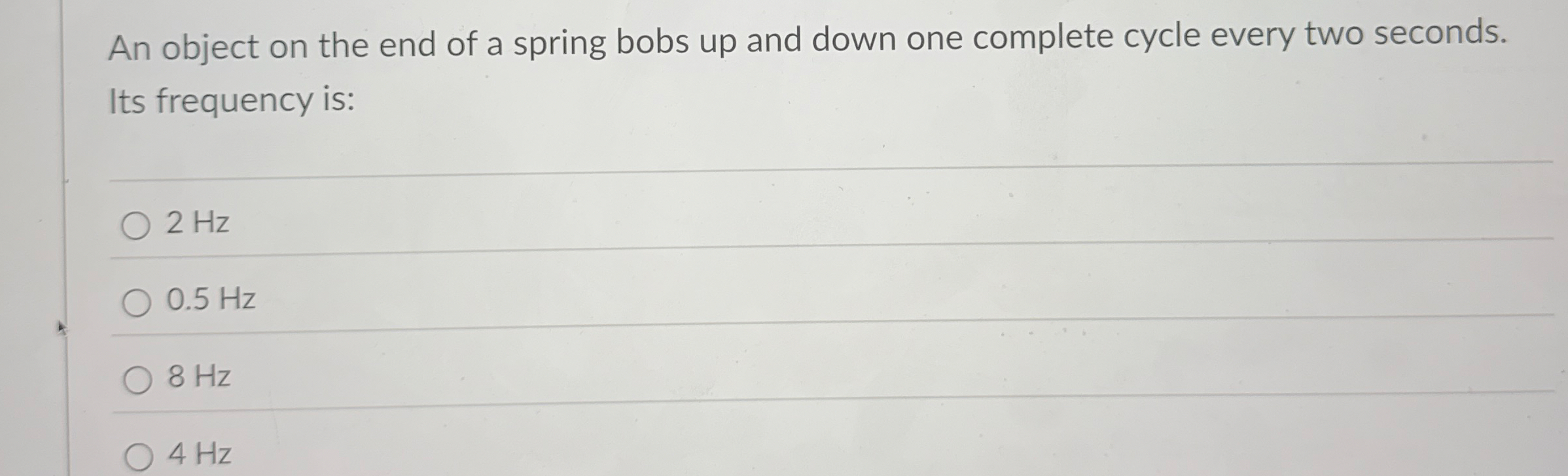 Solved An object on the end of a spring bobs up and down one | Chegg.com