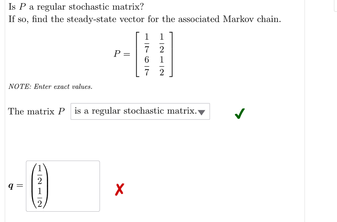 Solved Is P ﻿a regular stochastic matrix?If so, ﻿find the | Chegg.com