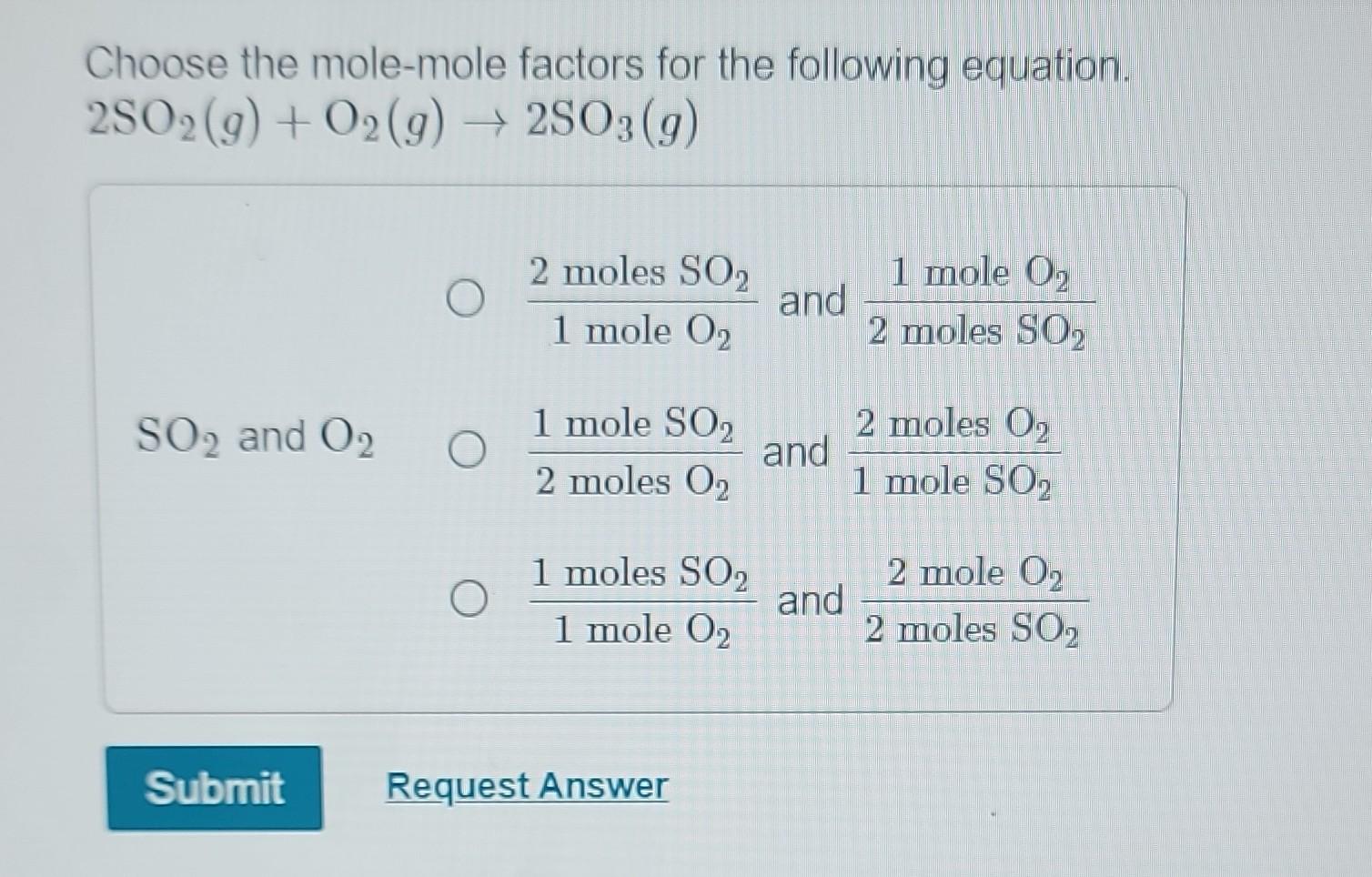 Solved Choose the mole-mole factors for the following | Chegg.com