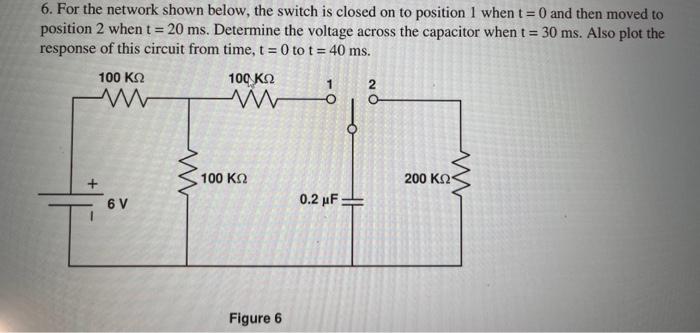 Solved 6. For the network shown below, the switch is closed | Chegg.com