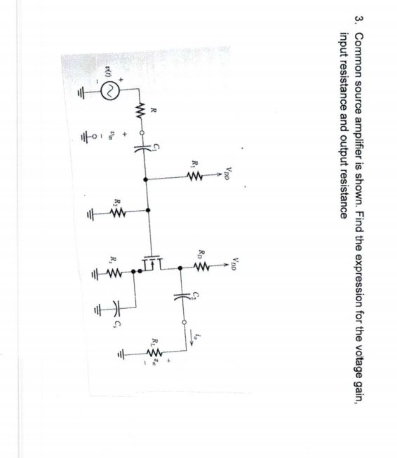 Solved Common source amplifier is shown. Find the expression | Chegg.com