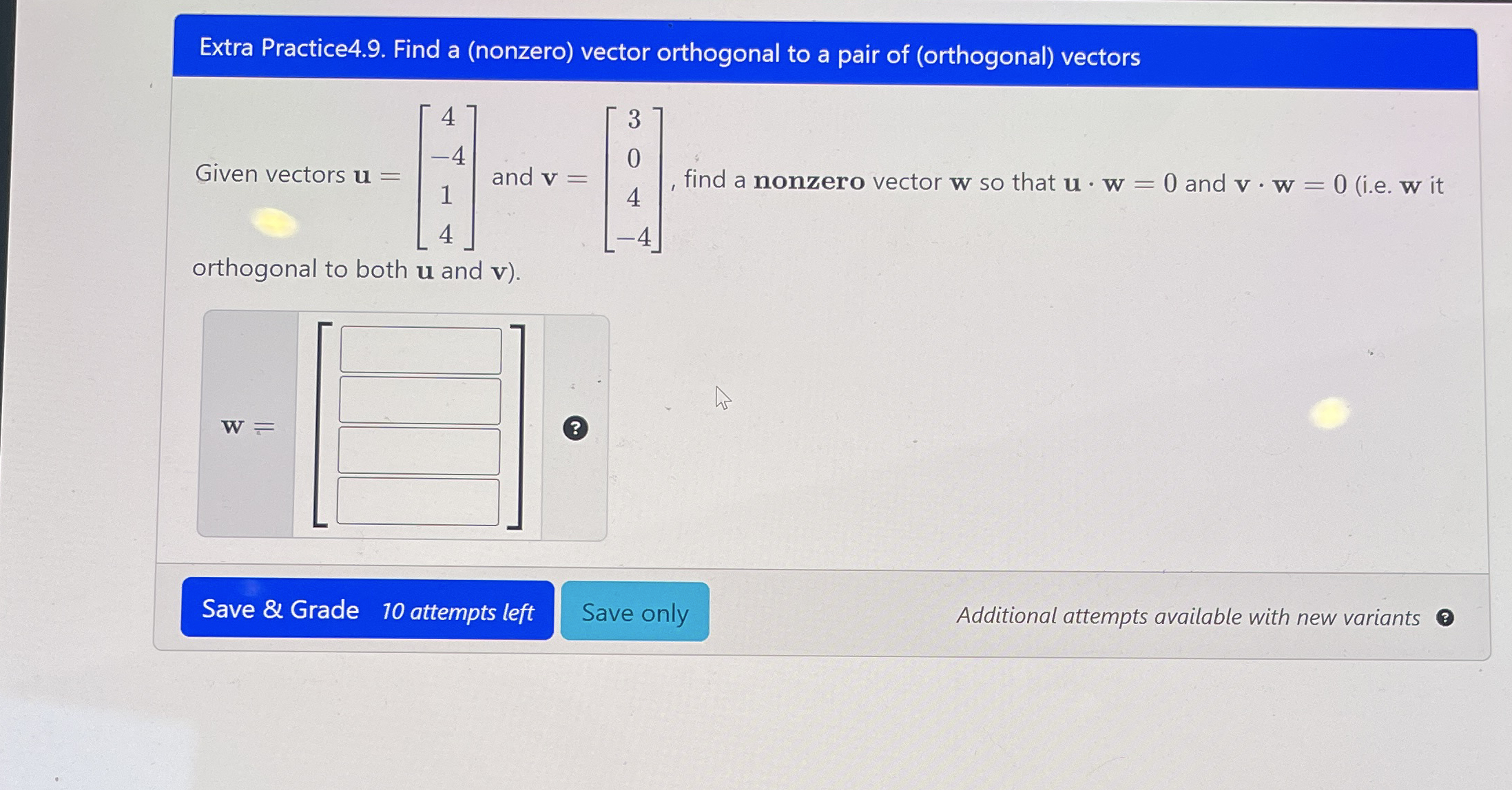 Solved Extra Practice4.9. ﻿Find a (nonzero) ﻿vector | Chegg.com