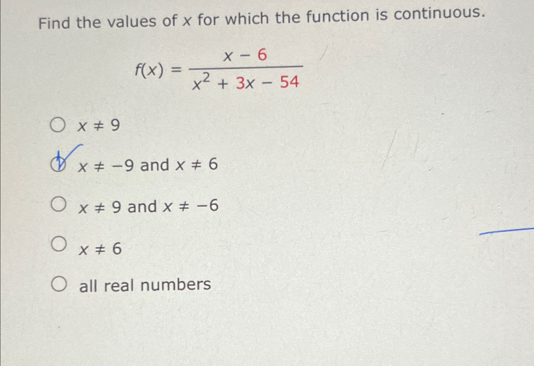 Solved Find the values of x ﻿for which the function is | Chegg.com