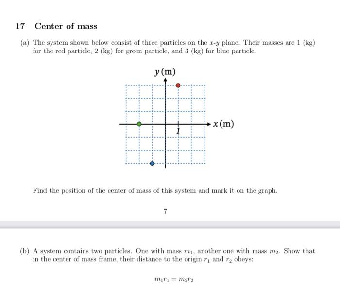 Solved 17 Center of mass (a) The system shown below consist | Chegg.com