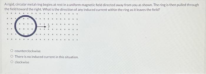 Solved A rigid, circular metal ring begins at rest in a | Chegg.com