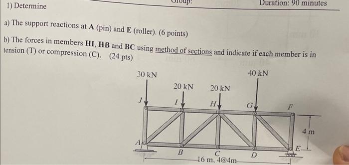 Solved a) The support reactions at A (pin) and E (roller). | Chegg.com