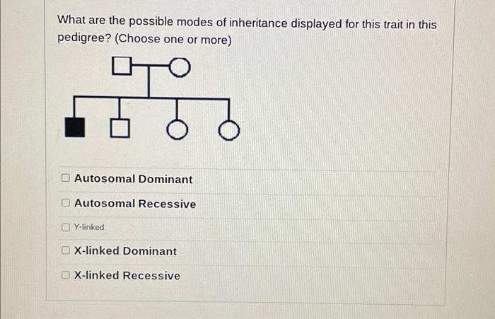 Solved What are the possible modes of inheritance displayed | Chegg.com