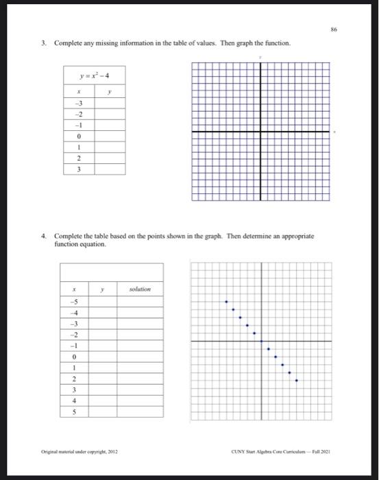 Solved 86 3. Complete any missing information in the table | Chegg.com