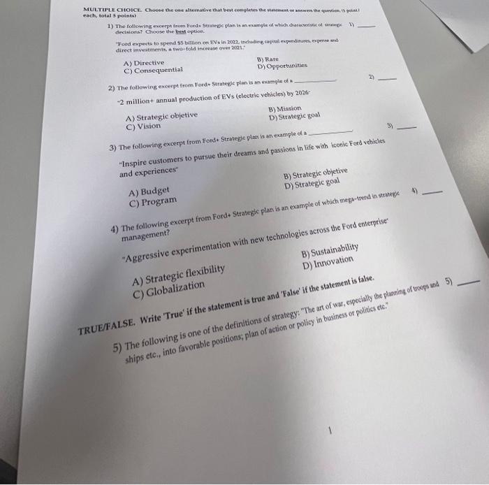 Solved A) Directive B) Rare C) Consequential D) | Chegg.com