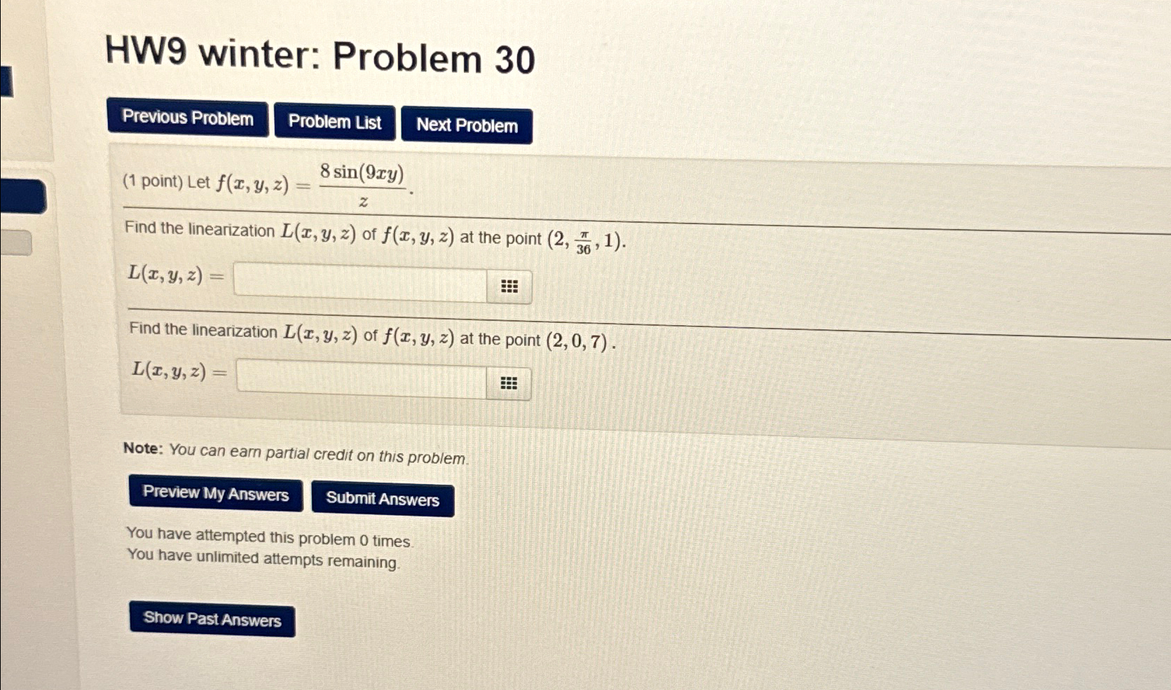 Solved HW9 ﻿winter: Problem 30(1 ﻿point) ﻿Let | Chegg.com