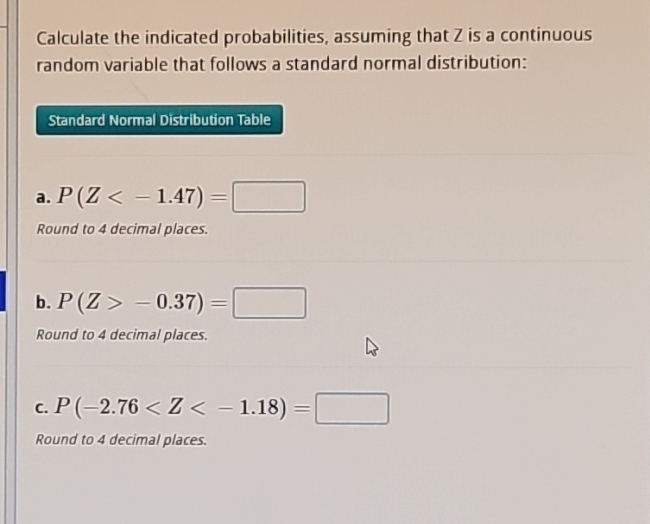 Solved Calculate the indicated probabilities, assuming that | Chegg.com