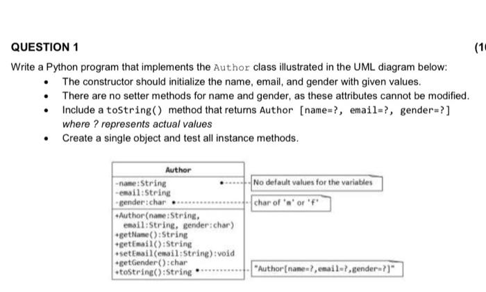 Solved (1 QUESTION 1 Write a Python program that implements | Chegg.com
