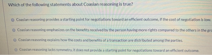 Solved Which of the following statements about Coasian | Chegg.com