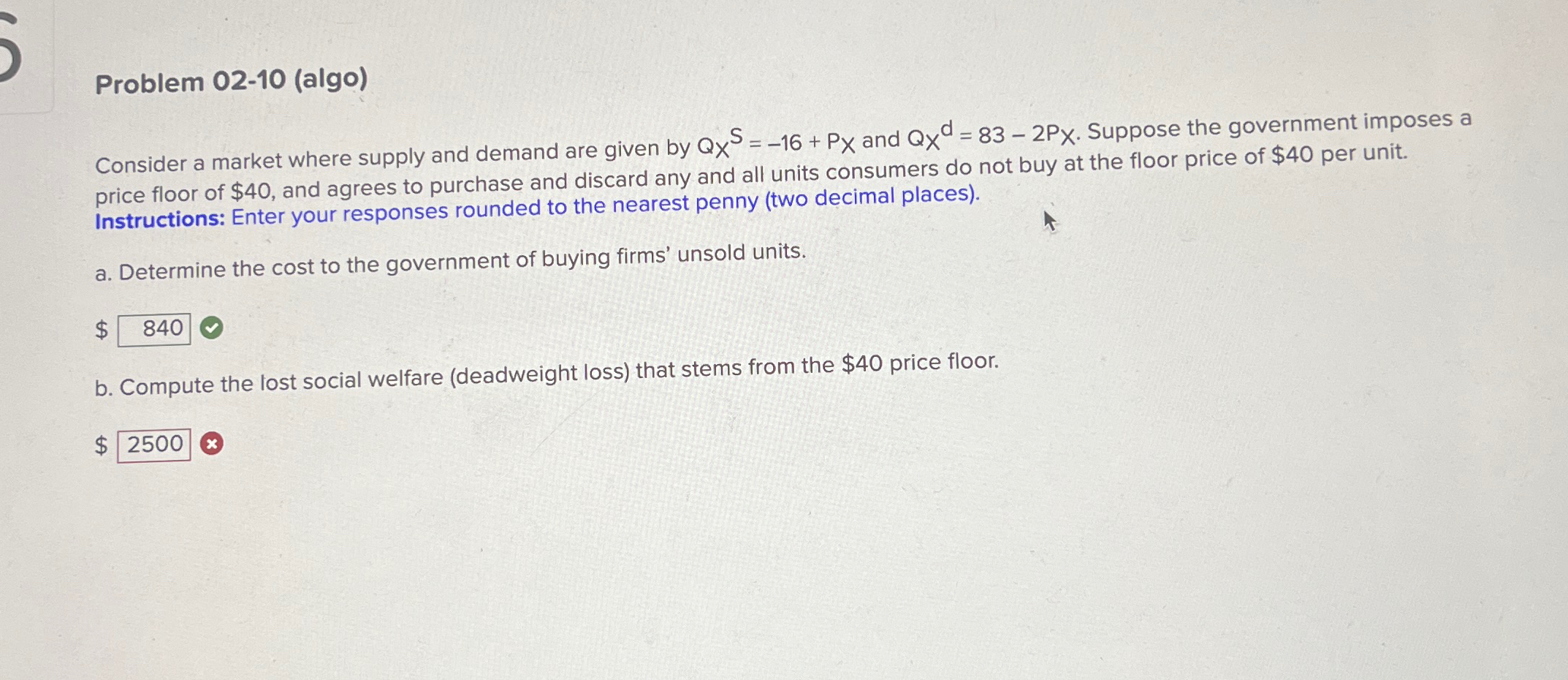 Solved Problem 02-10 (algo)Consider a market where supply | Chegg.com
