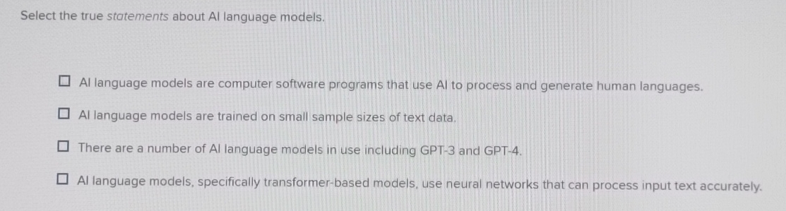 Solved Select the true statements about Al language | Chegg.com